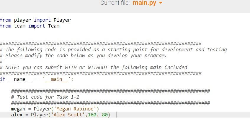 Solved For the Player class, complete the constructor | Chegg.com