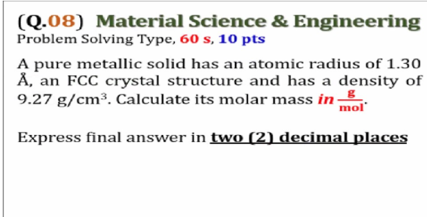 Solved (Q.08) Material Science & Engineering Problem Solving | Chegg.com