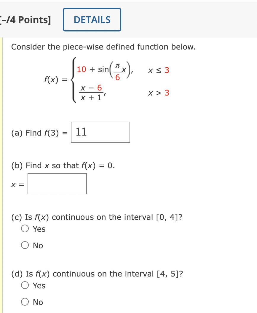 Solved Consider the piece-wise defined function below. | Chegg.com