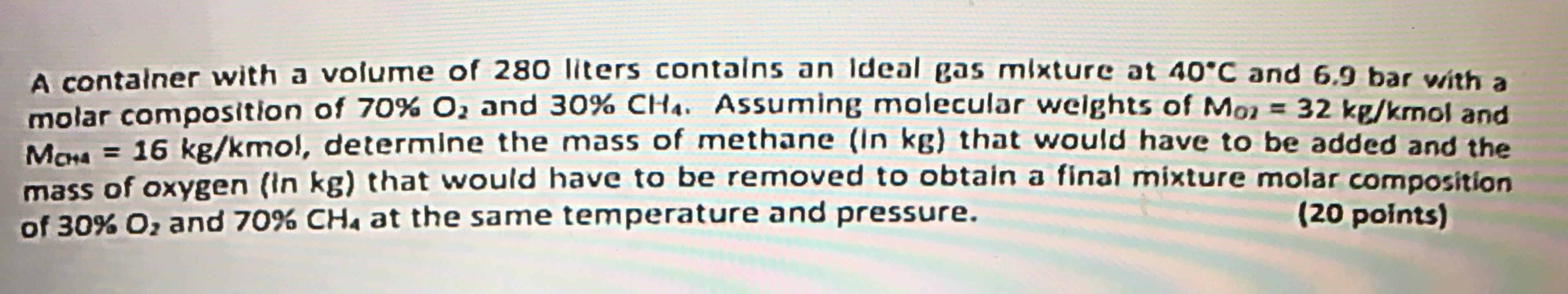 Solved A container with a volume of 280 liters contains an | Chegg.com