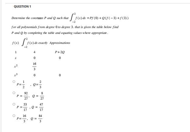 Solved QUESTION 1Determine the constants P ﻿and Q ﻿such that | Chegg.com