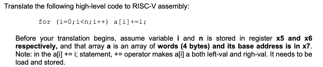 Solved Translate the following high-level code to RISC-V | Chegg.com