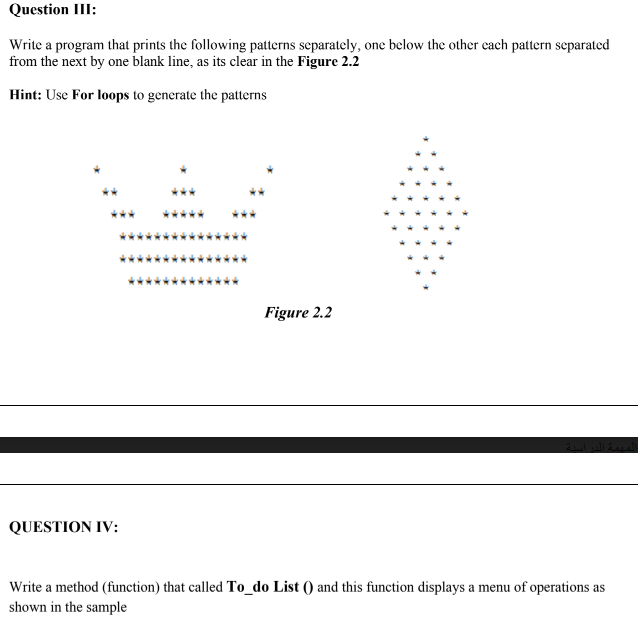 Solved Question III: Write a program that prints the | Chegg.com