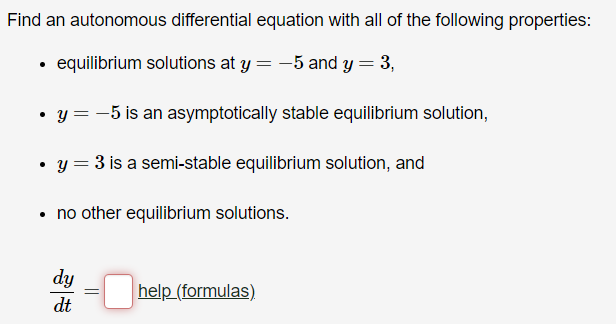 Solved Find an autonomous differential equation with all of | Chegg.com