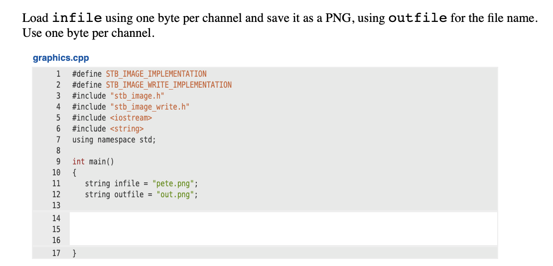 Solved Load infile using one byte per channel and save it as | Chegg.com