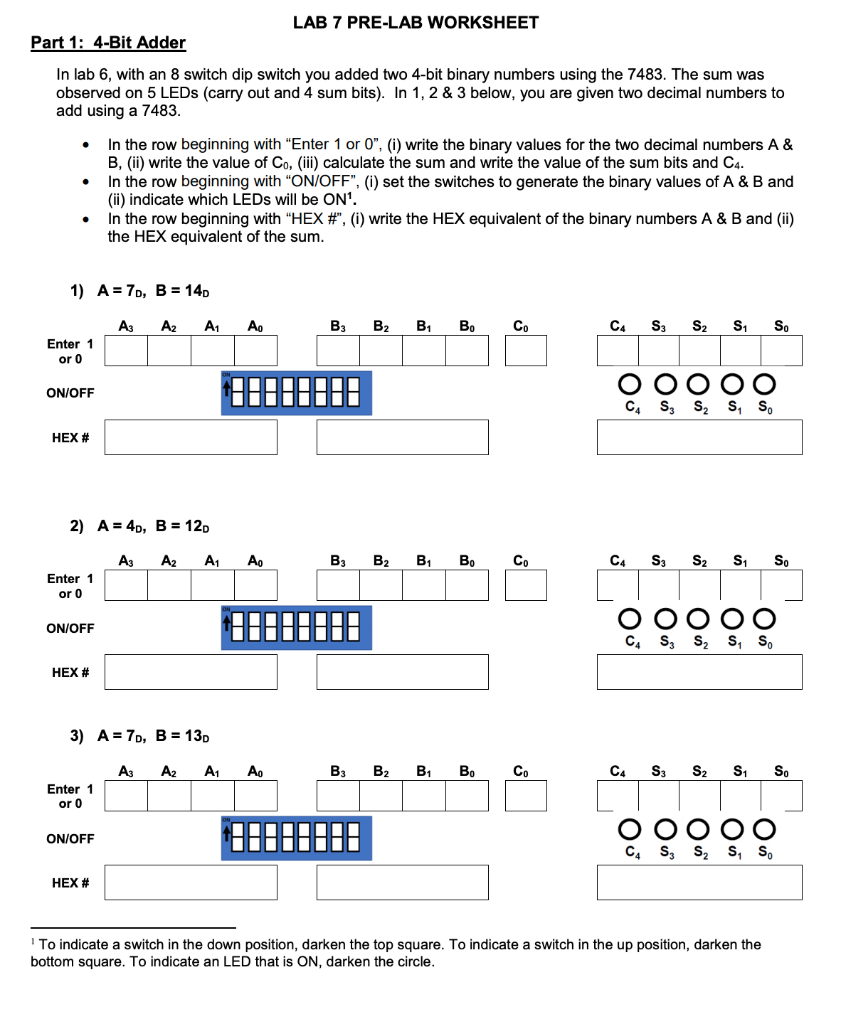 Solved LAB 7 PRE-LAB WORKSHEET Part 1: 4-Bit Adder In lab 6, | Chegg.com