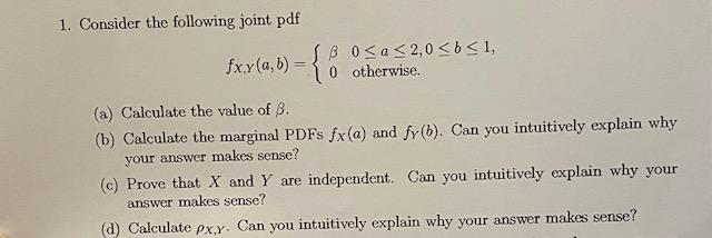 Solved 1. Consider the following joint pdf BO | Chegg.com