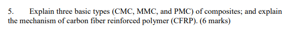 Solved 5. Explain three basic types (CMC, MMC, and PMC) of | Chegg.com