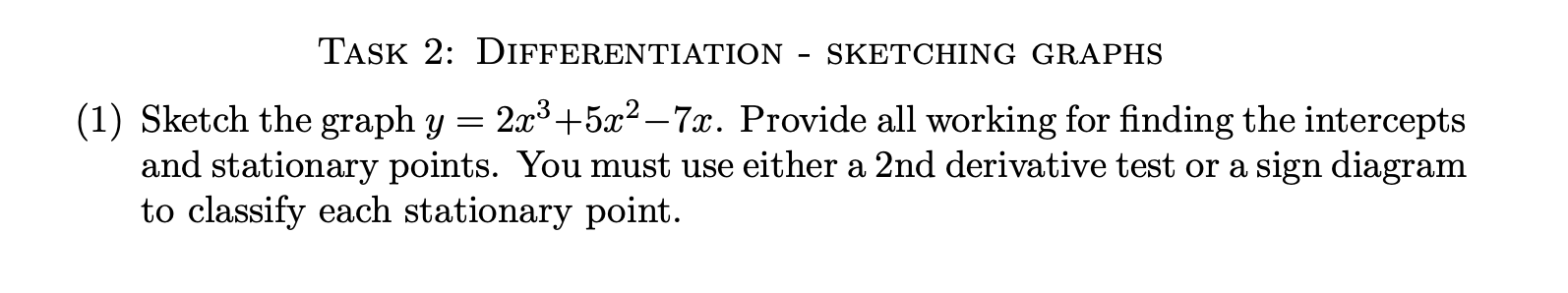 Solved TASK 2: DifFERENTIATION - SKETCHING GRAPHS 1) Sketch | Chegg.com