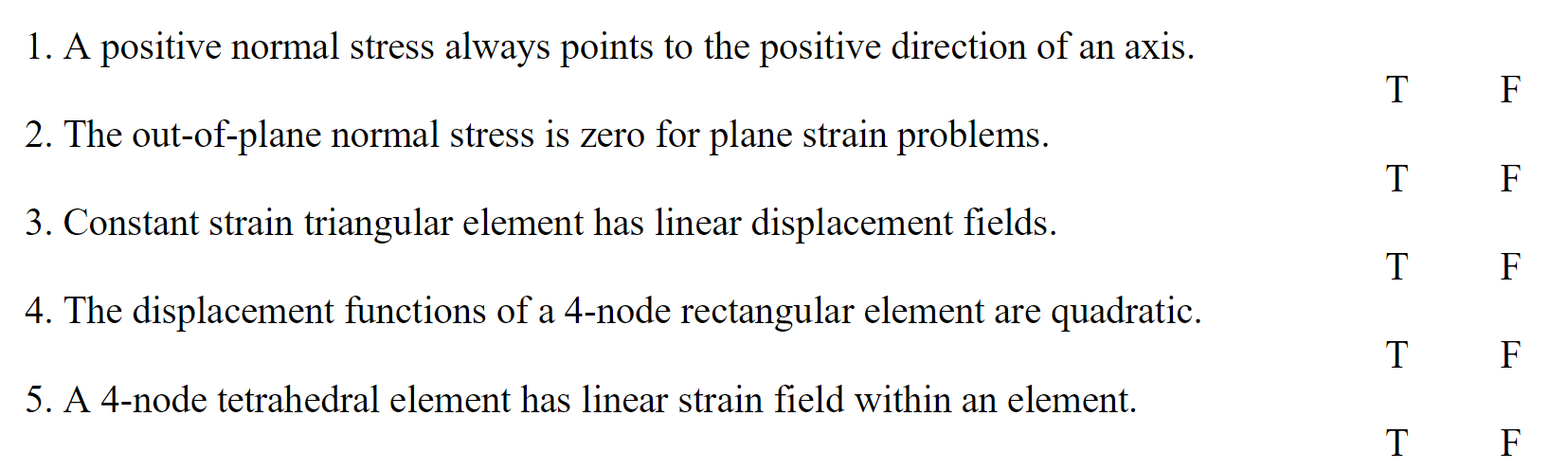 Solved 1. A positive normal stress always points to the | Chegg.com