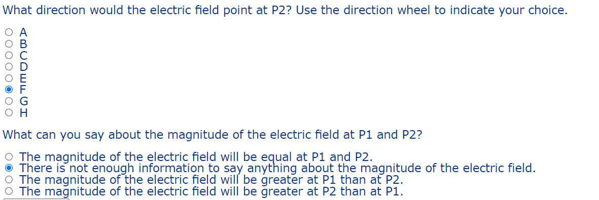 Solved What direction would the electric field point at P1? | Chegg.com