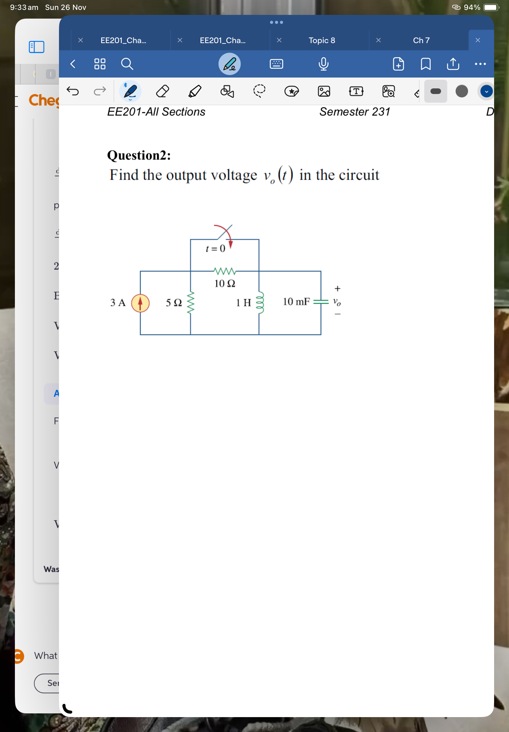 Solved Question2:Find the output voltage vo(t) ﻿in the uit | Chegg.com