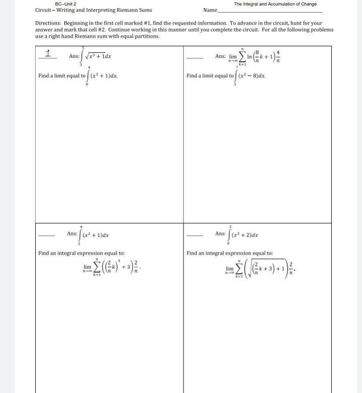 BC--Unit 2 The Integral and Accumulation of Change | Chegg.com