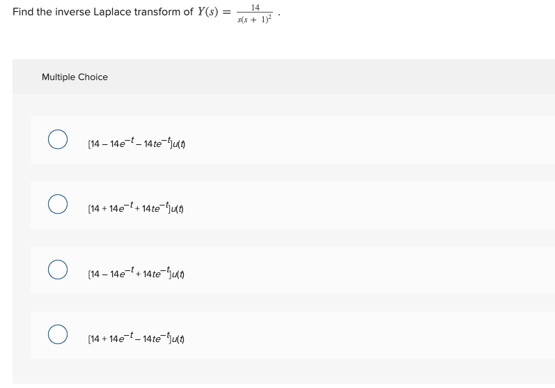 Solved the inverse Laplace transform of Y(s)=s(s+1)214 | Chegg.com