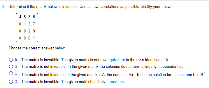 Solved Determine if the matrix below is invertible. Use as | Chegg.com
