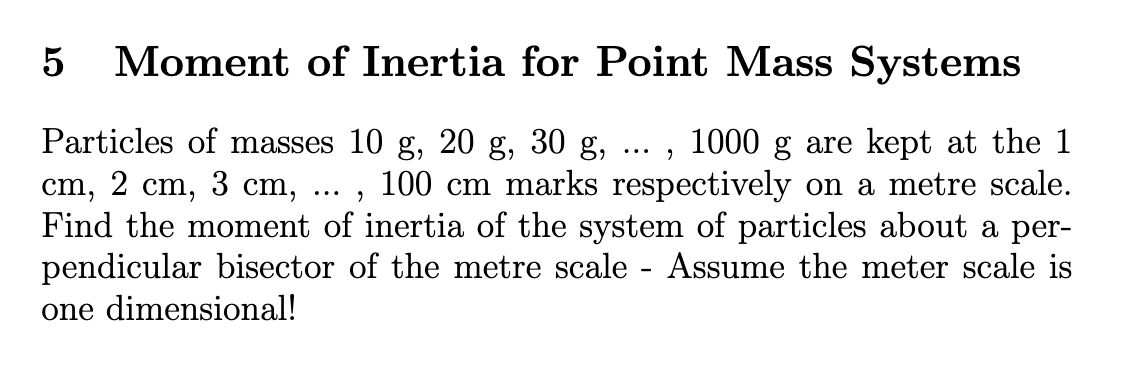 Solved 5 Moment of Inertia for Point Mass Systems Particles | Chegg.com