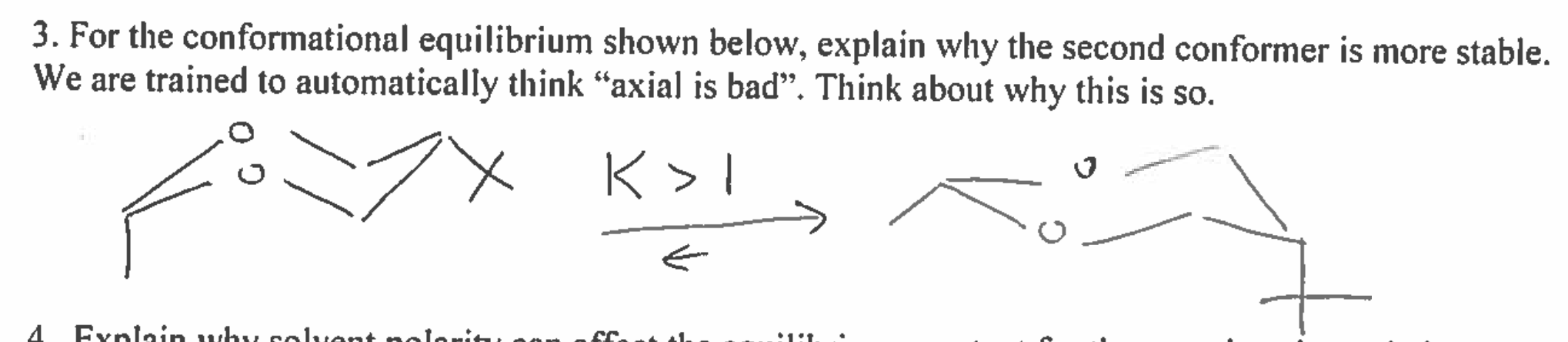 Solved 3. For the conformational equilibrium shown below, | Chegg.com