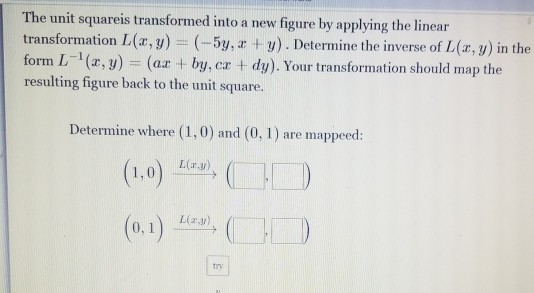 Solved The unit squareis transformed into a new figure by | Chegg.com