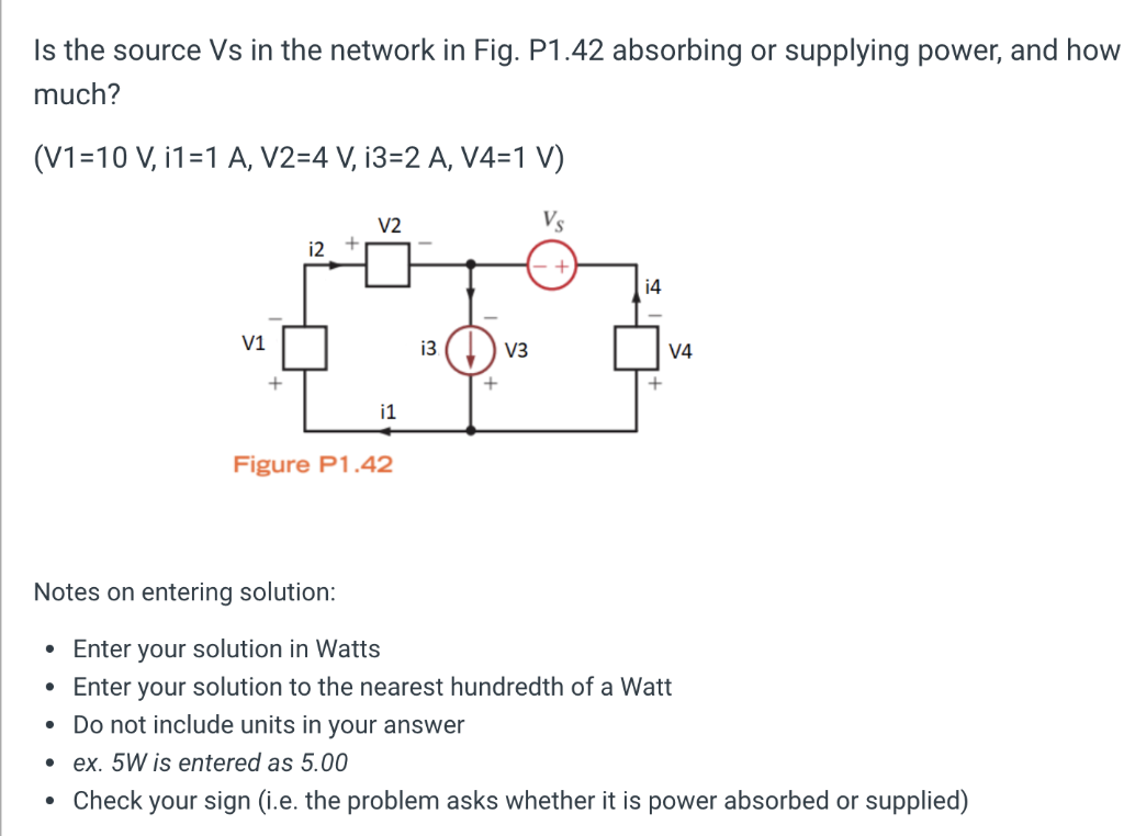 Solved Is the source Vs in the network in Fig. P1.42 | Chegg.com