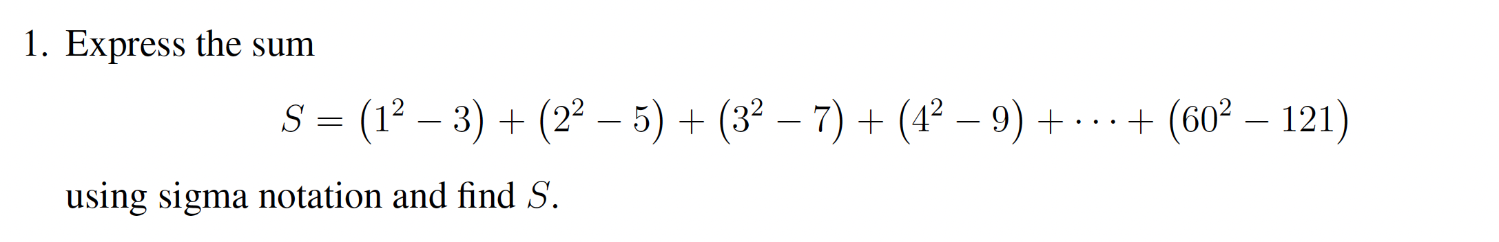 Solved 1. Express the sum | Chegg.com