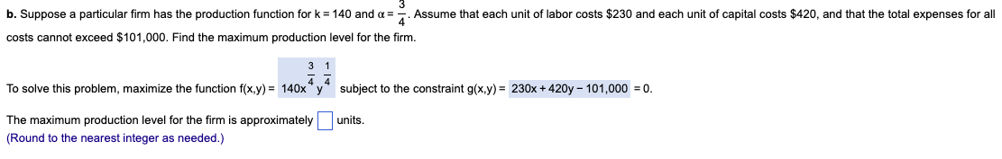 Solved b. Suppose a particular firm has the production | Chegg.com