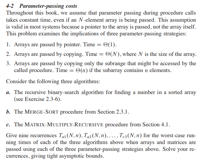 Solved 4-2 Parameter-passing costs Throughout this book, we | Chegg.com Solved 4-2 Parameter-passing costs Throughout this book, we | Chegg.com