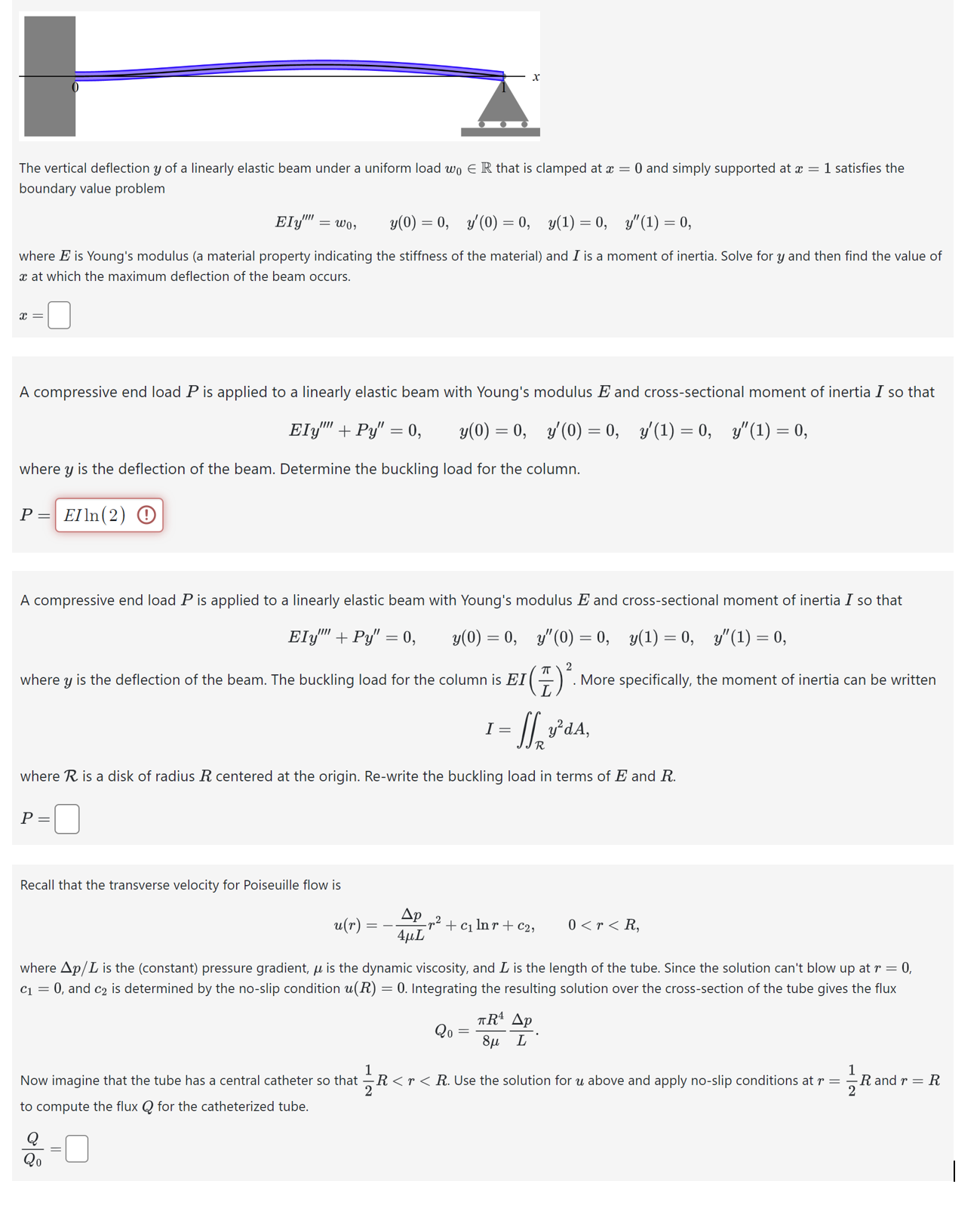 Solved The vertical deflection y ﻿of a linearly elastic beam | Chegg.com