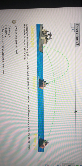 Solved Three ships V1 simultaneously fires two shells with | Chegg.com
