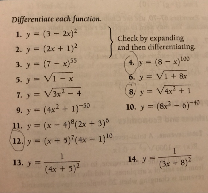 Solved Differentiate Each Function I Y 3 2x 2 2 Y 2x 1 2 Chegg