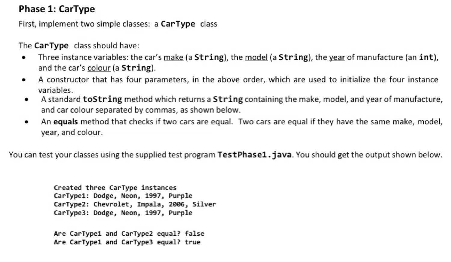 Solved In Java public class TestPhase1 { public static | Chegg.com