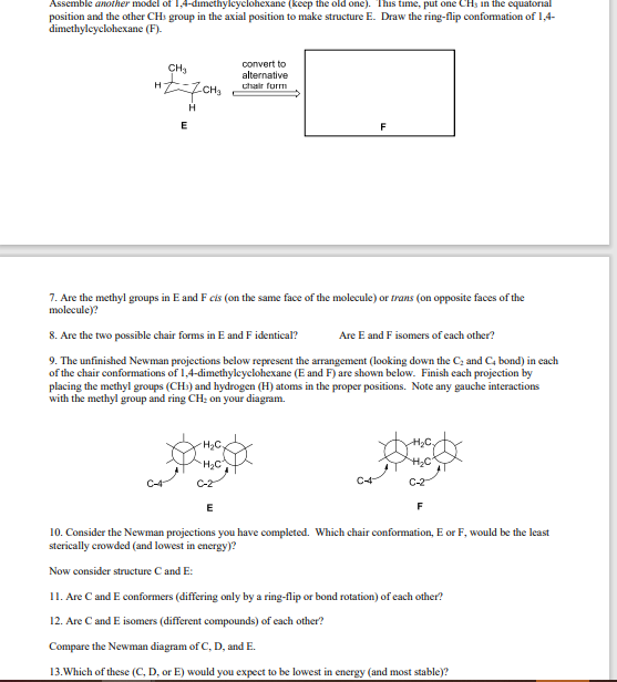 Solved E. 1, 4-dimethylcyclohexane Put your | Chegg.com