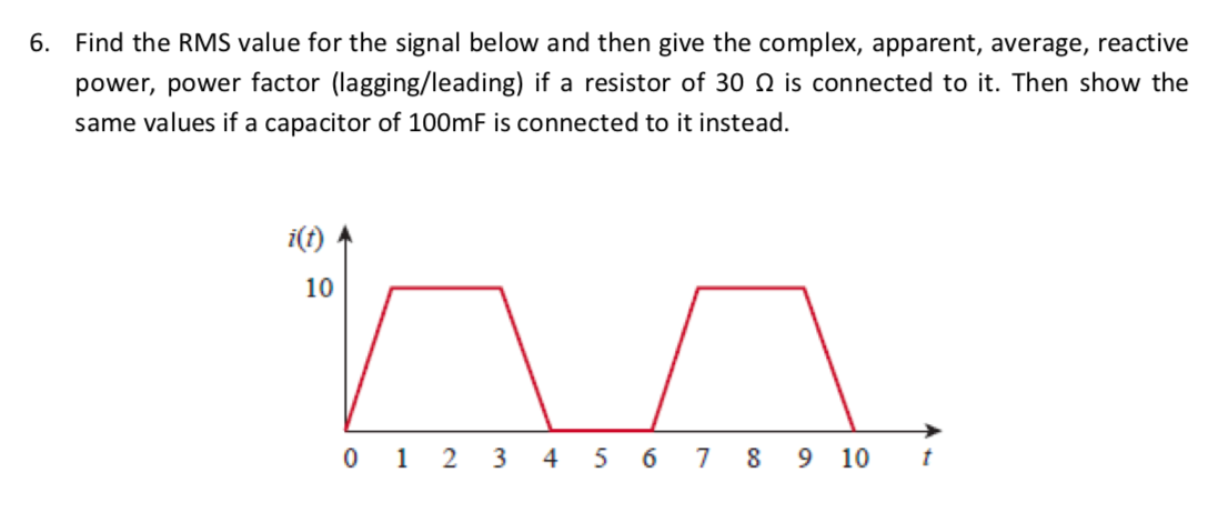 Solved 3. Find the rms value for the signal below. Then | Chegg.com