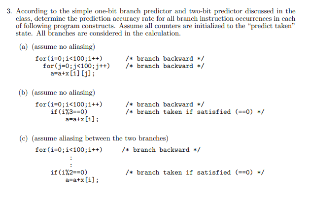 Solved 3. According to the simple one-bit branch predictor | Chegg.com