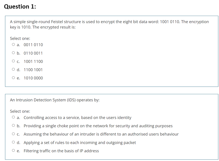 Solved Question 1: A simple single-round Feistel structure | Chegg.com