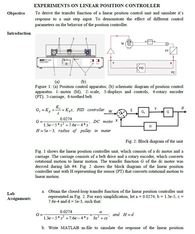 Solved Objective EXPERIMENTS ON LINEAR POSITION CONTROLLER | Chegg.com