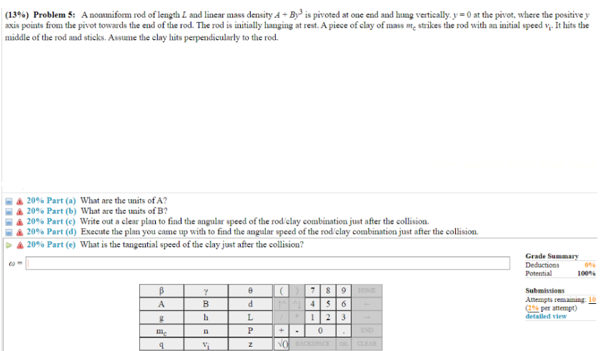 Solved (13\%) Problem 5: A nonuniform rod of length L and | Chegg.com