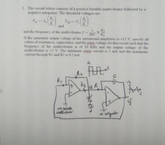 Solved 3. The circuit below consists of a positive bistable | Chegg.com