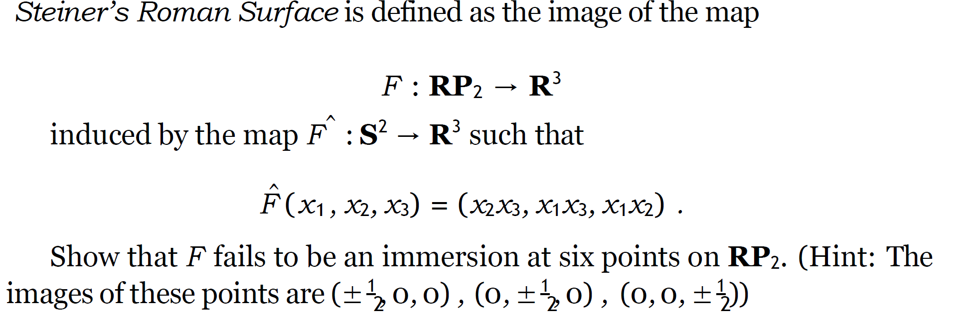 Solved Steiner's Roman Surface is defined as the image of | Chegg.com