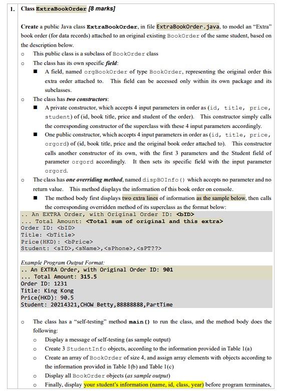Solved public class BookOrder { // declare a class, | Chegg.com