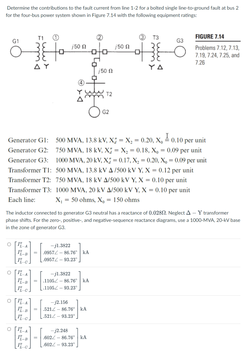 Solved Determine the contributions to the fault current from | Chegg.com