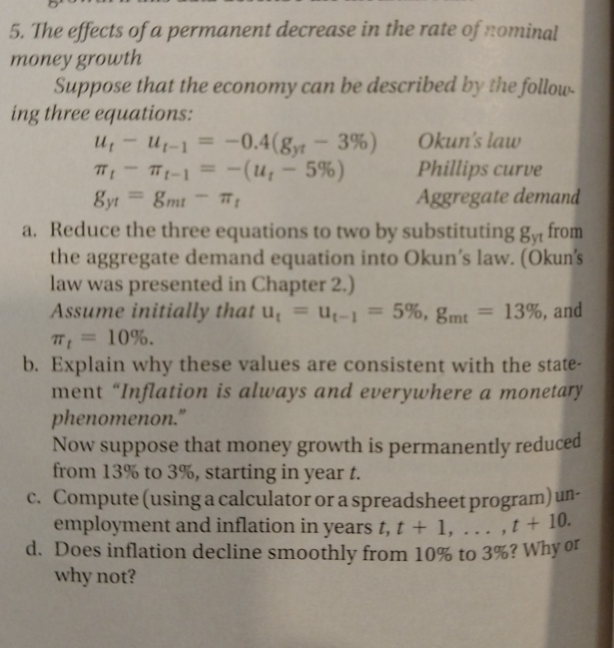 Solved 5. The effects of a permanent decrease in the rate of | Chegg.com