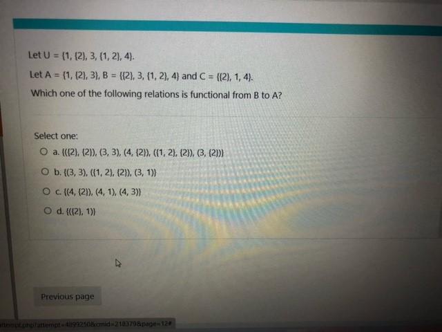 Solved Let U={1,{2},3,{1,2},4}. Let | Chegg.com