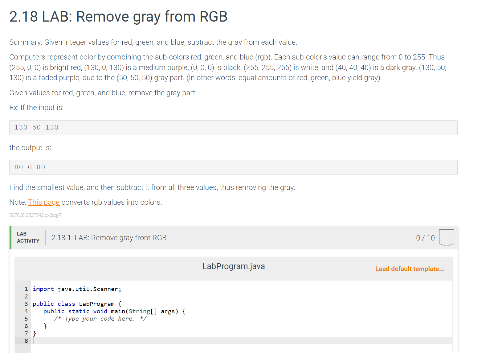 Solved Summary: Given integer values for red, green, and | Chegg.com