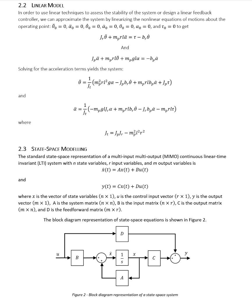QUBE-Servo 2 - Pendulum Modelling 1 MOTIVATION | Chegg.com