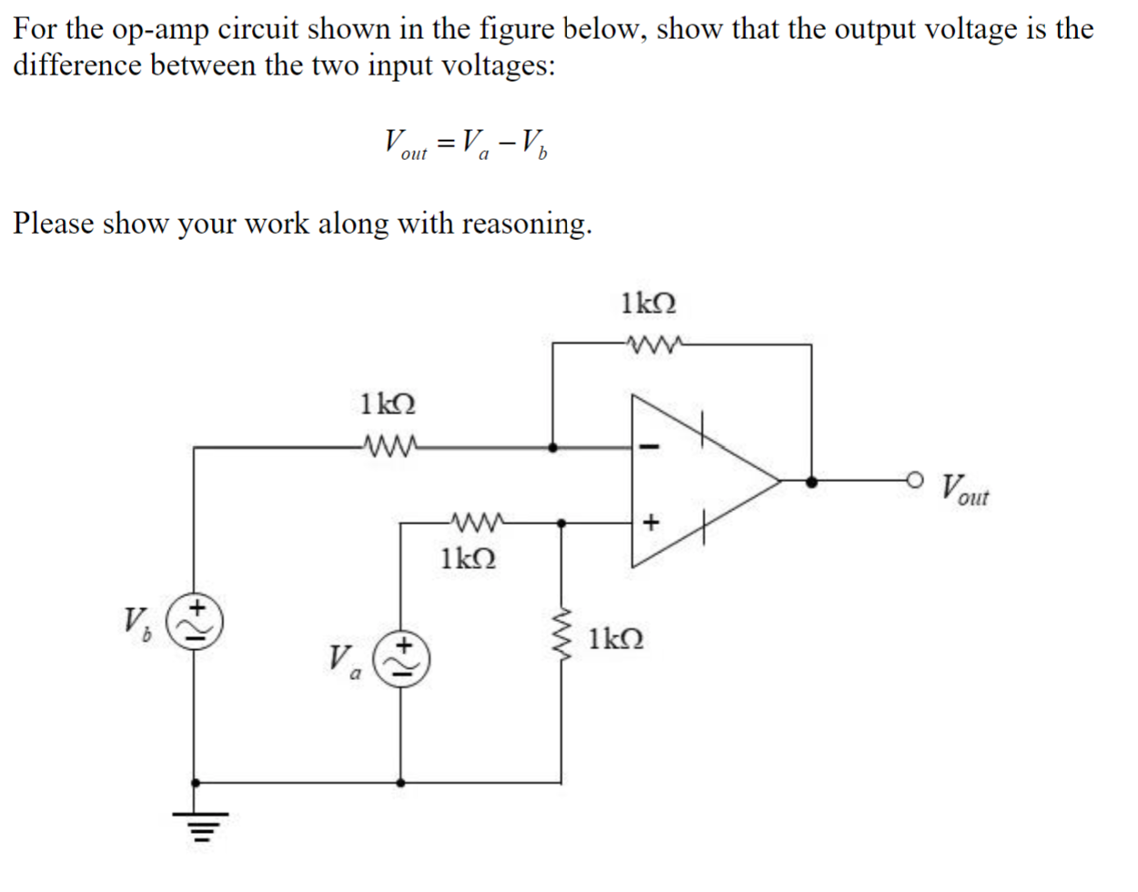 Solved For the op-amp circuit shown in the figure below, | Chegg.com