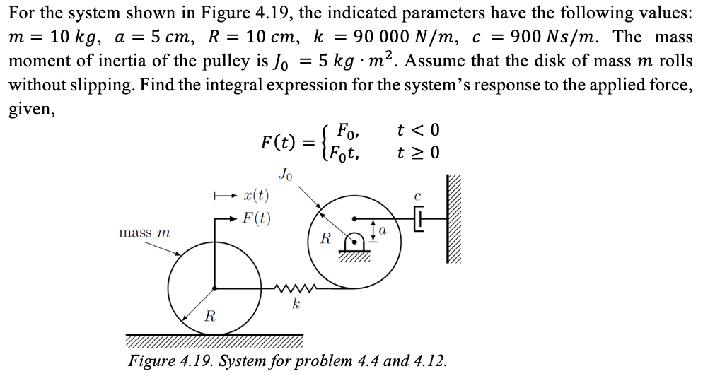 Solved m = For the system shown in Figure 4.19, the | Chegg.com