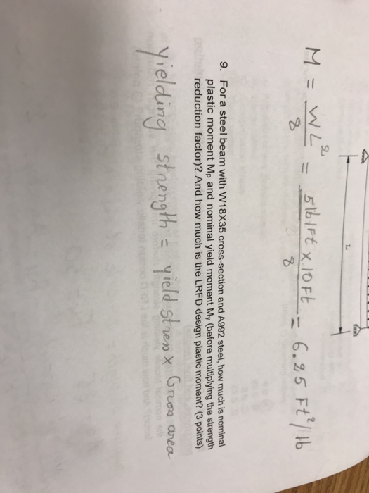 Solved s Ft lb 7 9. For a steel beam with W18X35 | Chegg.com