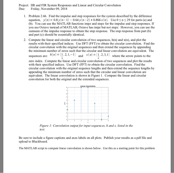Solved Project: IIR and FIR System Responses and Linear and | Chegg.com