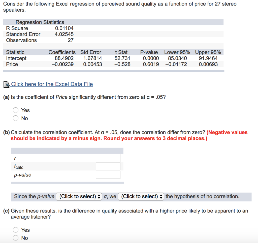 Solved Consider the following Excel regression of perceived | Chegg.com