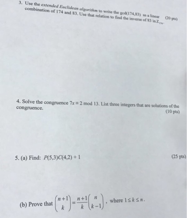Solved Use The Extended Euclidean Algorithm To Write The